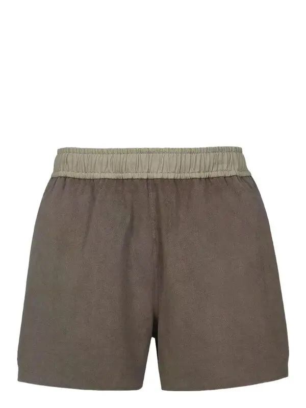Mcm Ultrasuede Logo Shorts - Grey