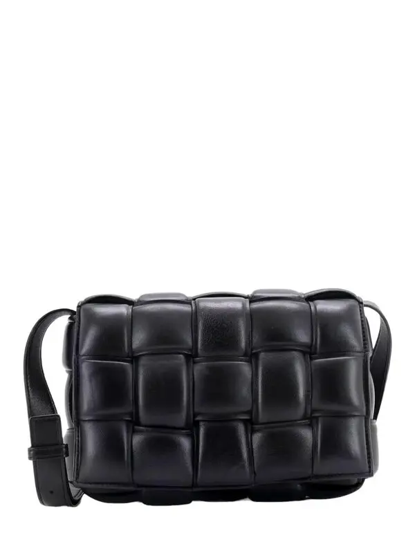 Bottega Veneta Cassette Padded Maxi Intrecciato Leather Crossbody Bag - Black