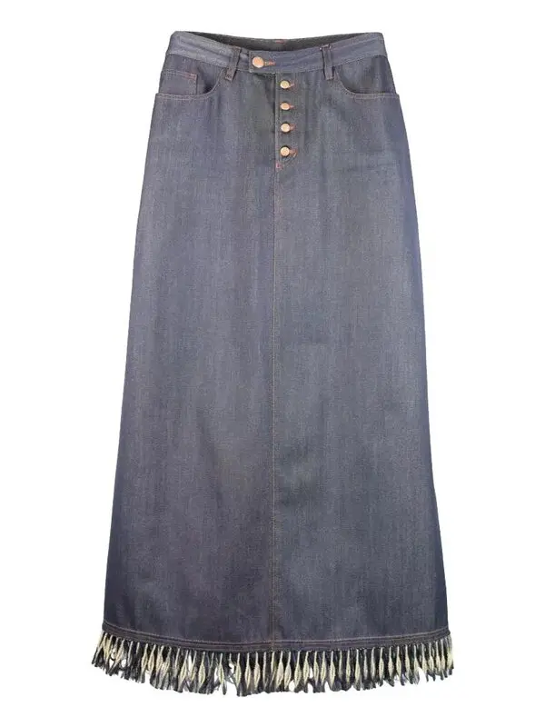 JEAN PAUL GAULTIER Fringed Button-up Maxi Skirt - Blue