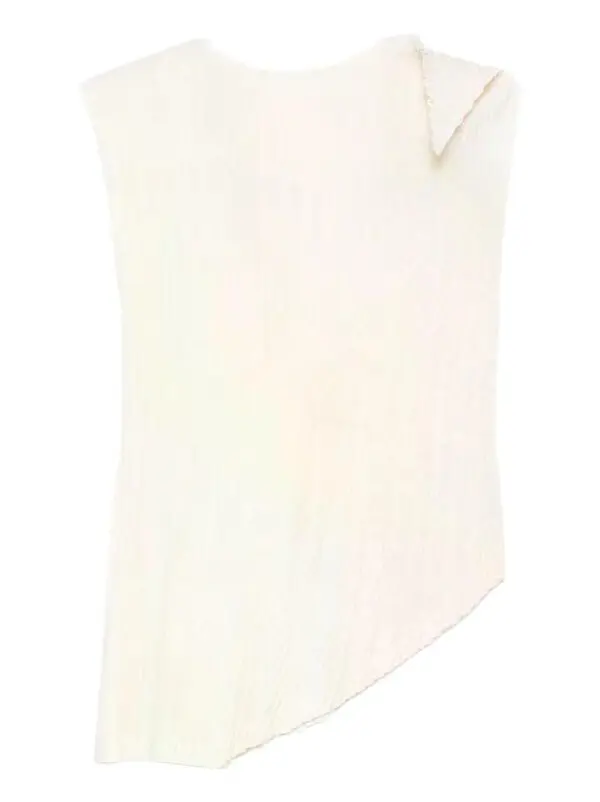 Issey Miyake Unfurling Pleats Pleated Asymmetric Top - Neutrals