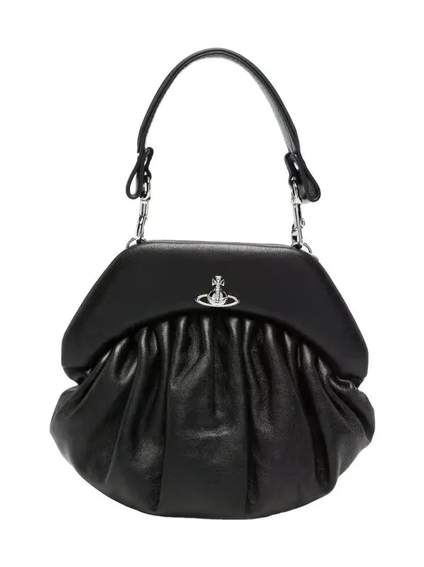 VIVIENNE WESTWOOD Orb-plaque Ruched Tote Bag - Black