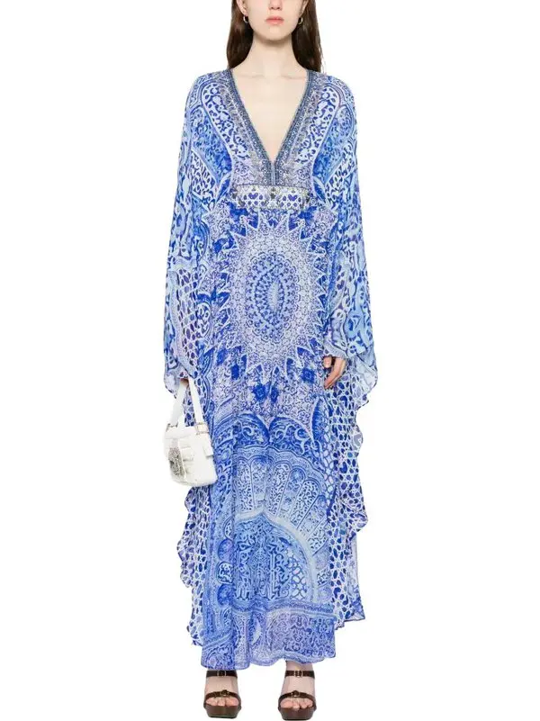 Camilla Graphic-print Maxi Dress - Blue