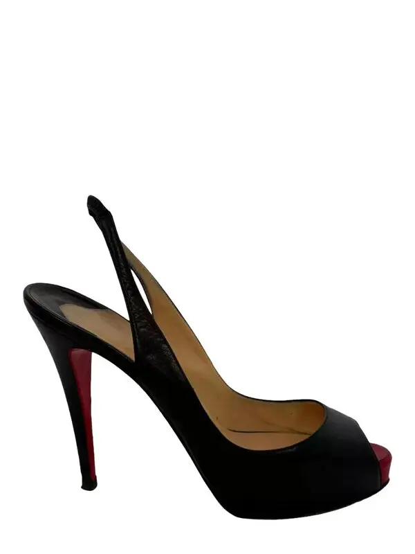 CHRISTIAN LOUBOUTIN Peep Toe Platform Slingback Pumps - Black
