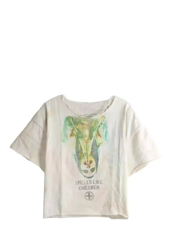 SAITOS Graphic-print Distressed T-shirt - Neutrals