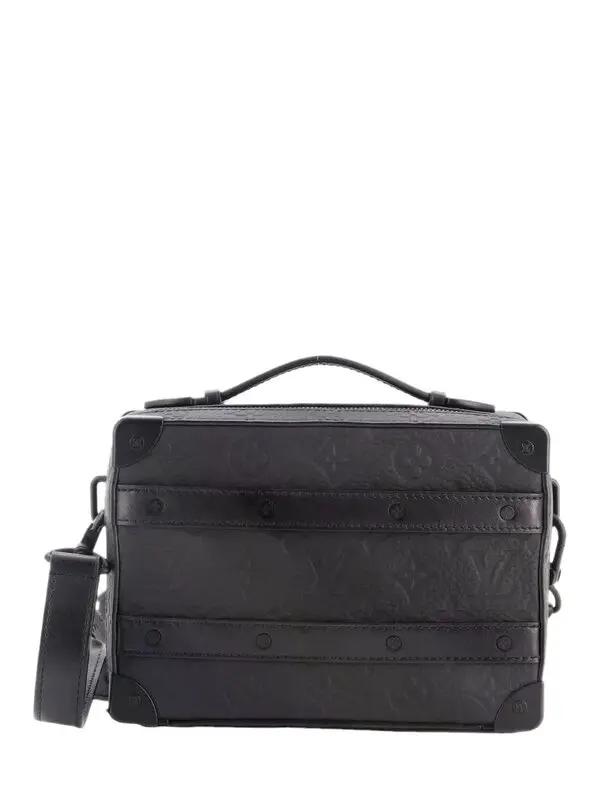 LOUIS VUITTON Handle Soft Trunk Bag Monogram Taurillon Leather Crossbody Bag - Black