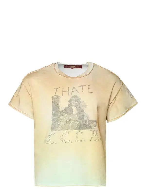 CRAZY CLOWN L.A. Graphic-print Raw-edge T-shirt - Yellow