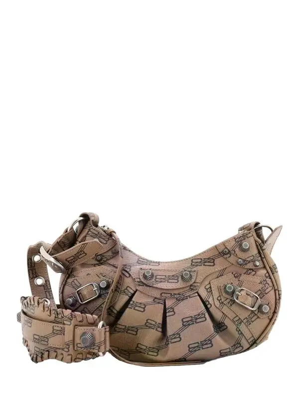 Balenciaga Le Cagole Giant Studs Bb Monogram Coated Canvas Shoulder Bag - Brown