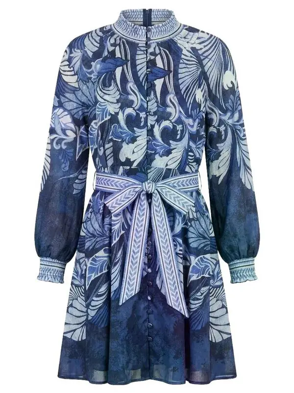 Hale Bob Floral-print Belted Dress - Blue