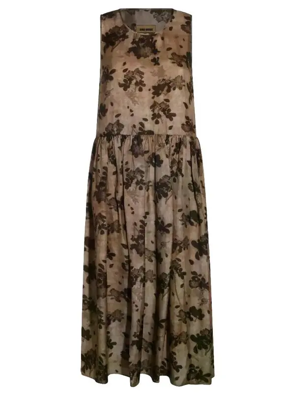 UMA WANG Sleeveless Floral-print Midi Dress - Neutrals
