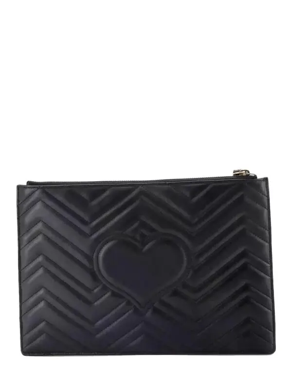 Gucci Gg Marmont Matelasse Leather Pouch - Black