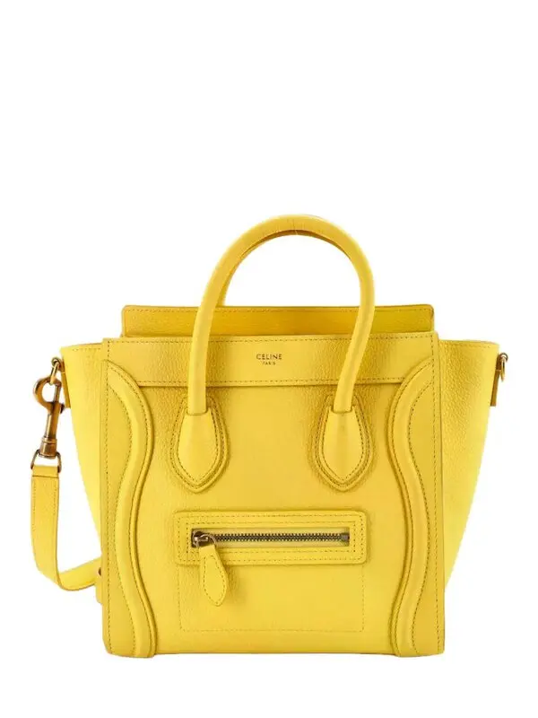 Celine Luggage Bag Grainy Leather Nano Crossbody Bag - Yellow