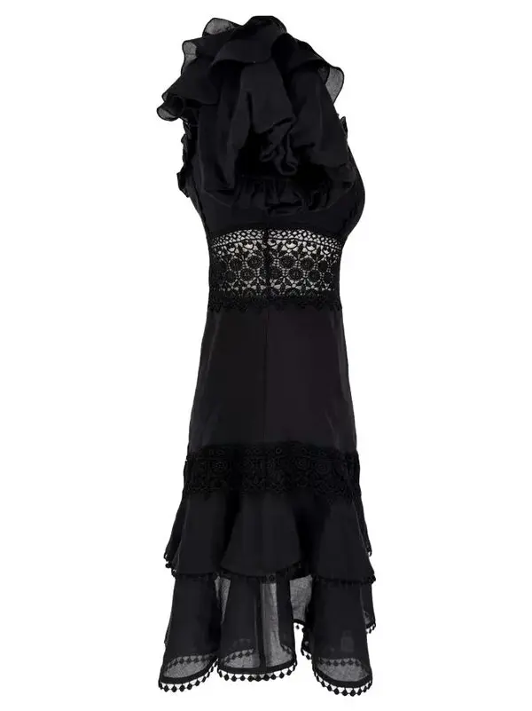 Charo Ruiz Ibiza Lace-trimmed Ruffled Tiered Dress - Black