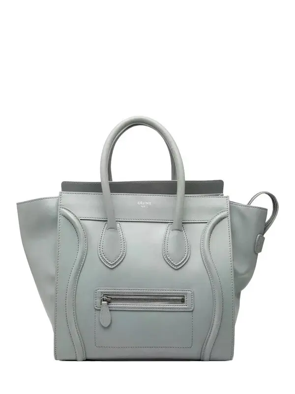 Celine Mini Leather Luggage Tote Bag - Grey