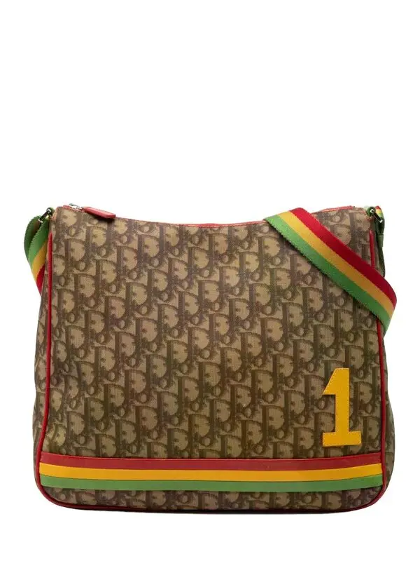 Dior 2004 Diorissimo Trotter Coated Canvas Rasta Crossbody Bag - Brown