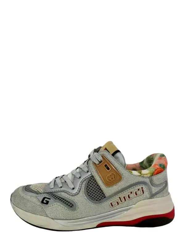 Gucci Ultrapace Sneakers With Glitter Paneling - Silver
