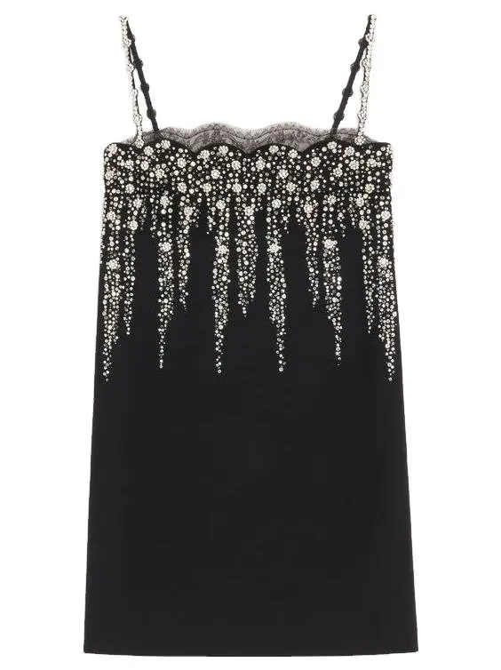 Valentino Garavani Embroidered Crepe Couture Short Dress - Black