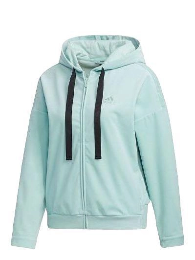 Adidas Velour Full-zip Hooded Jacket - Blue