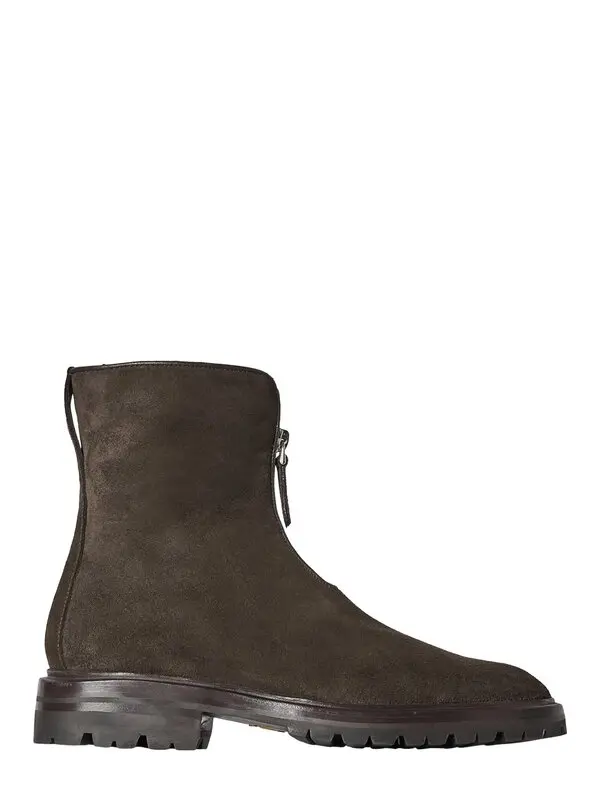 THE ROW Zip Up Ankle Boots With Lug Sole - Brown