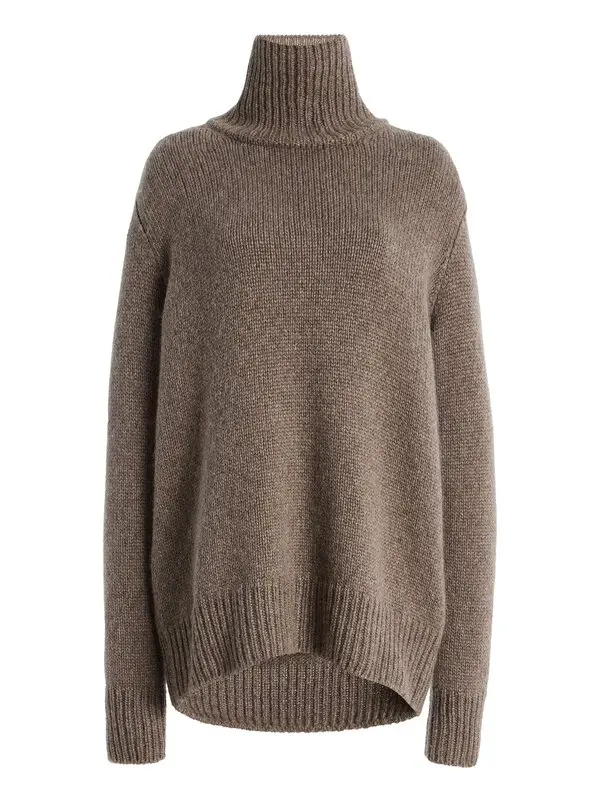 THE ROW Plira Cashmere Turtleneck Sweater - Grey