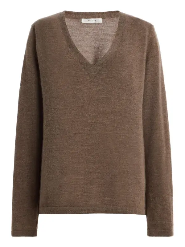 THE ROW Poesis Cashmere V-neck Top - Grey