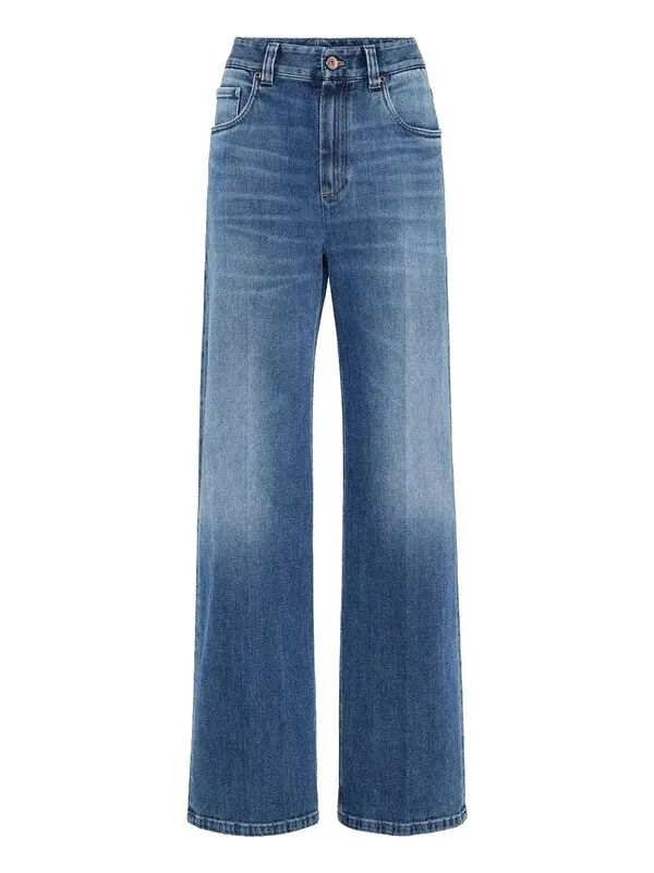 Brunello Cucinelli Contemporary Loose Cotton Comfort Denim Pants - Blue