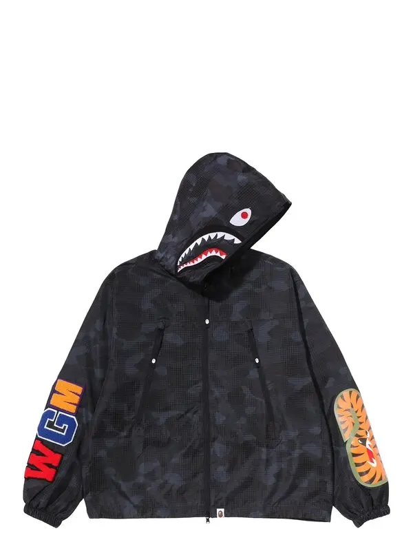 A BATHING APE Color Camo Reflective Ripstop Shark Full Zip Jacket - Black