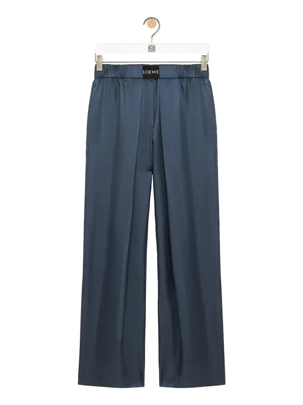 Loewe Silk-blend Logo Waistband Trousers - Grey