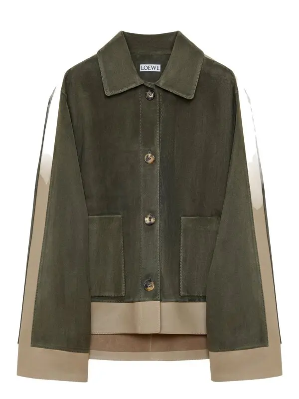 Loewe Suede And Leather Panelled Jacket - Green