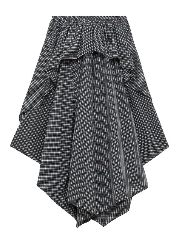 Loewe Draped Check Midi Skirt - Black