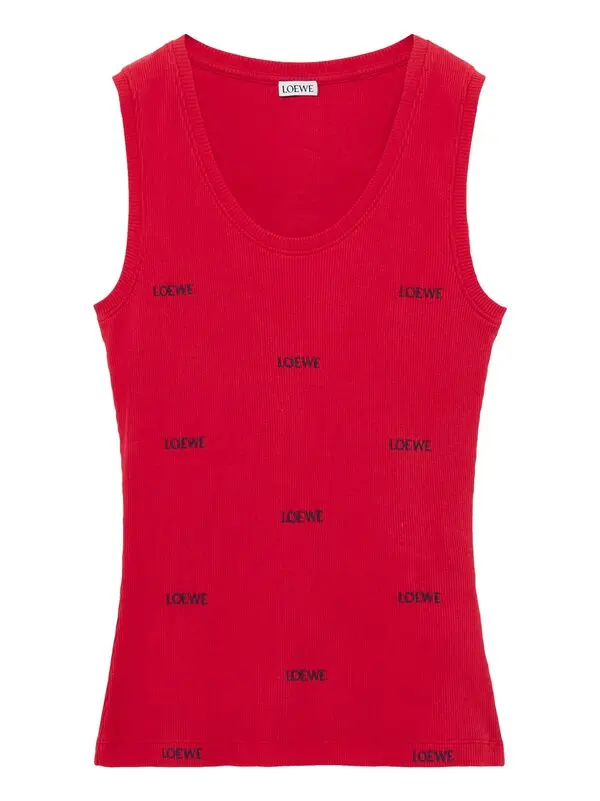 Loewe Embroidered Logo Tank Top - Red