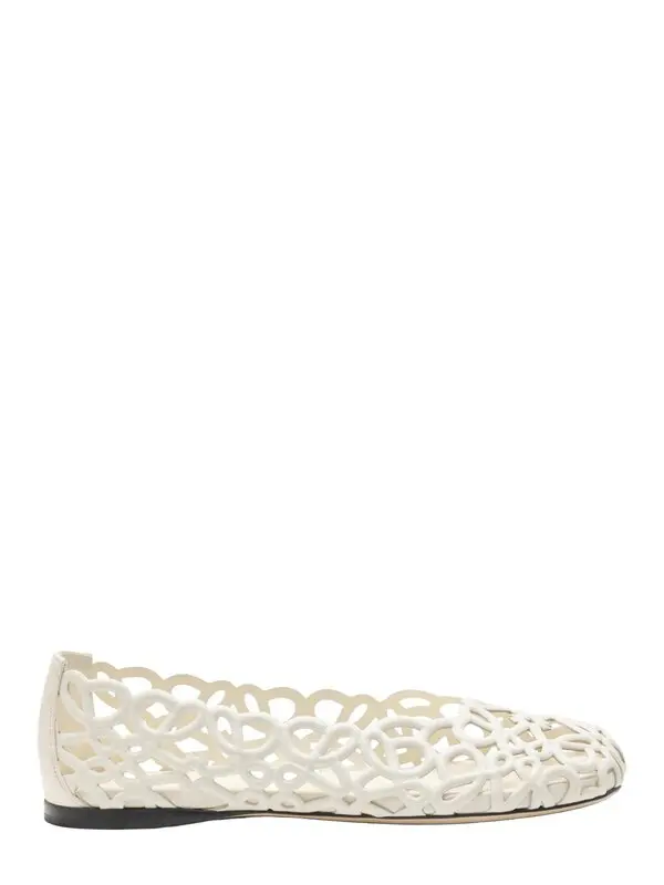 Loewe Leather Petal Anagram Ballet Flats - White