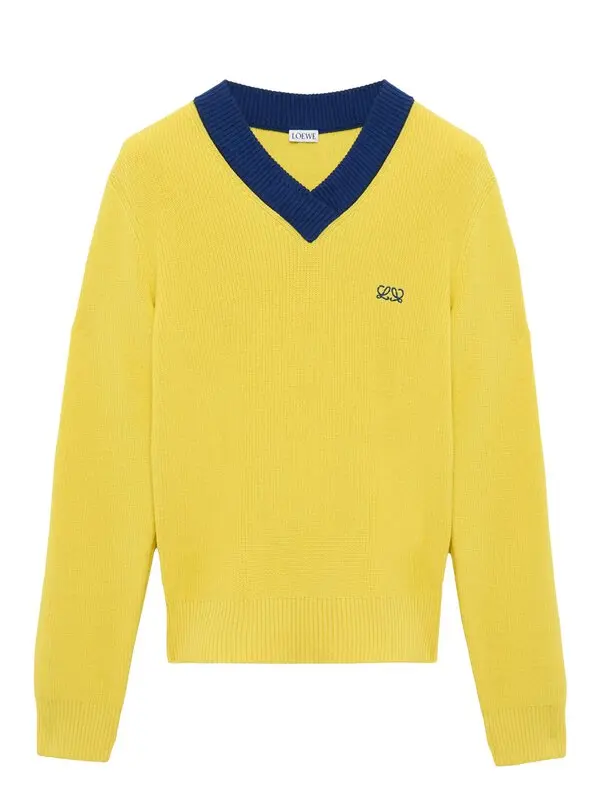 Loewe Cotton-wool V-neck Sweater - Yellow