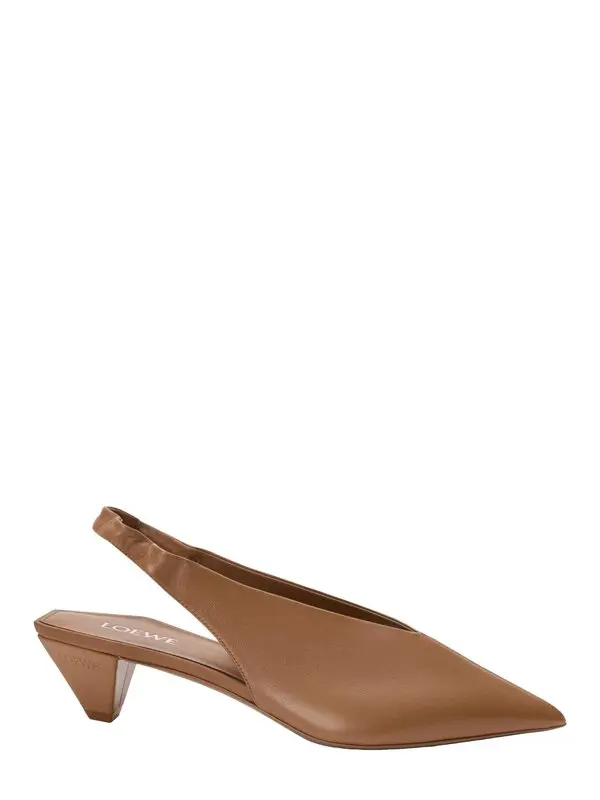 Loewe Lambskin Origami Cubic Slingback Pumps - Brown