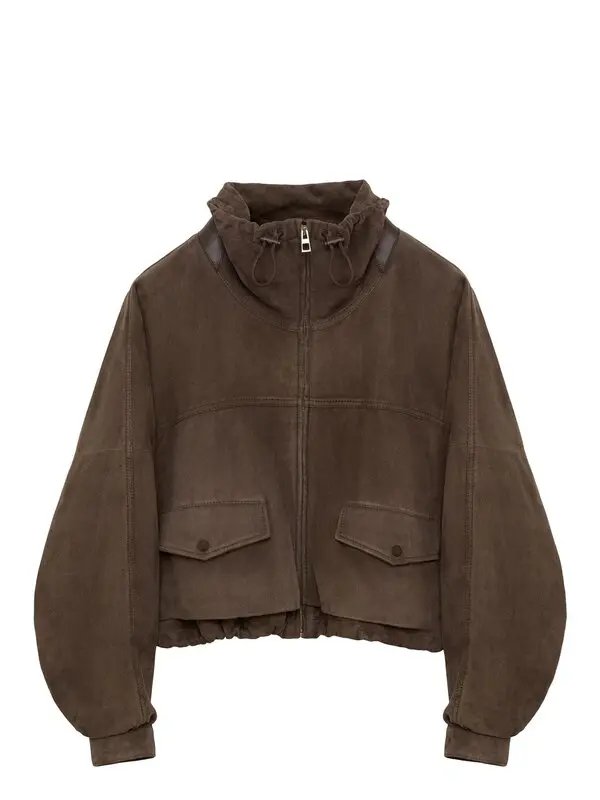 Loewe Suede Bomber Jacket - Brown