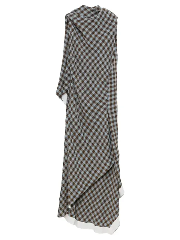 Loewe Draped Check Maxi Dress - Blue