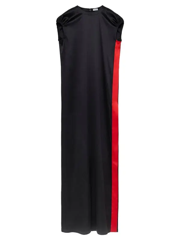 Loewe Silk Maxi Dress With Color-block Detail - Black