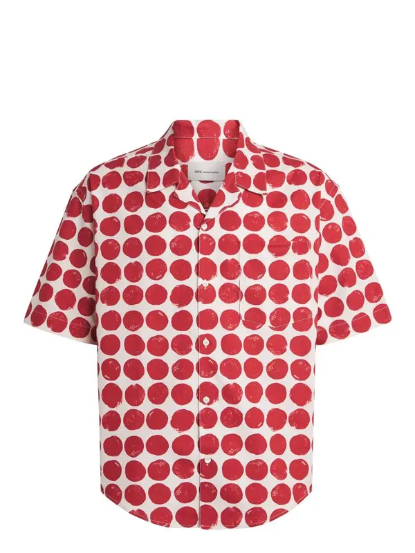 AMI Paris Polka-dot Boxy Short-sleeve Shirt - Red