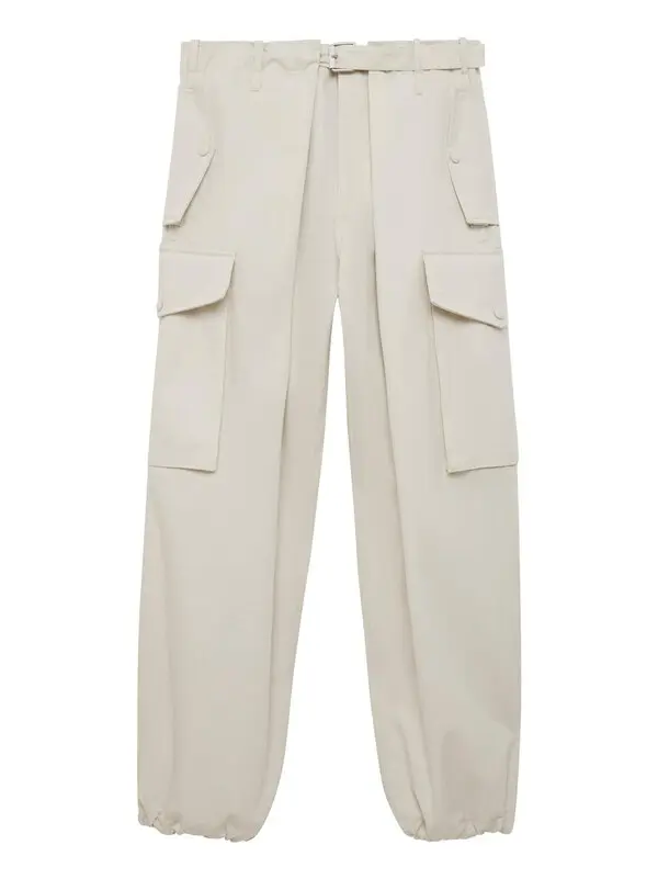 Loewe Cotton-silk Cargo Trousers With Anagram Motif - White