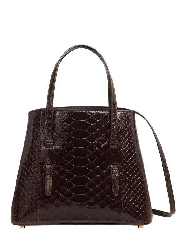 Alaïa Leather Python-embossed Mina 25 Top-handle Bag - Brown