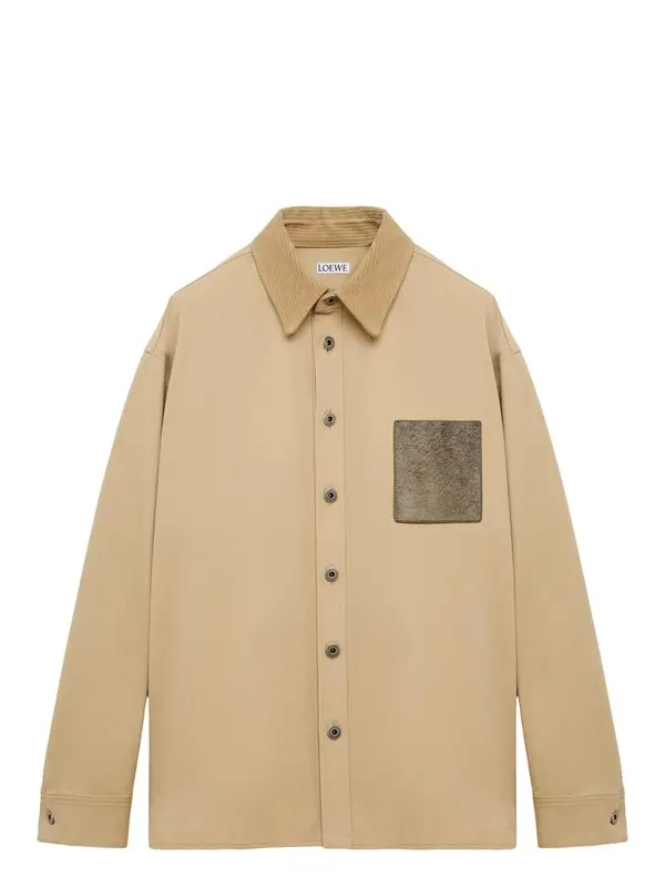 Loewe Leather-trim Overshirt - Beige