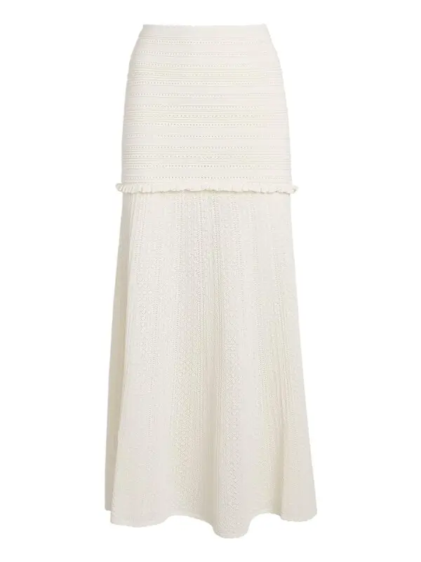 Sandro Knitted Pointelle Maxi Skirt - Beige
