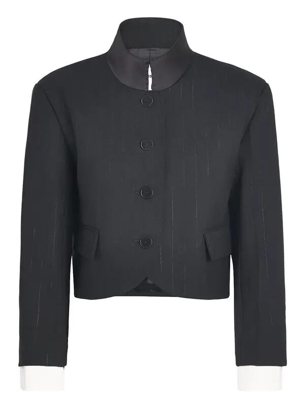 Sandro Striped Cropped Blazer - Black