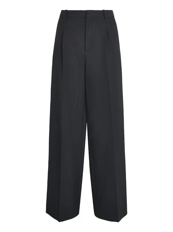 Sandro Tailored Wide-leg Trousers With Metallic Stripes - Black