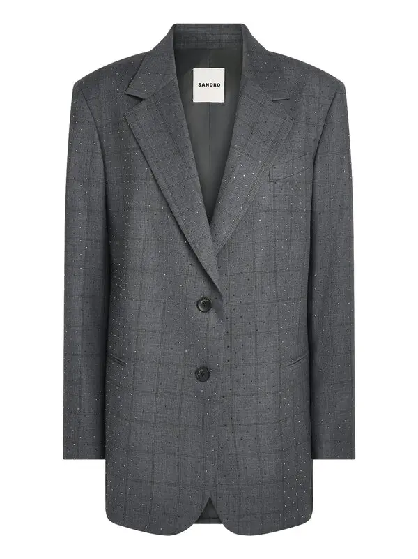 Sandro Wool Rhinestone Blazer - Black