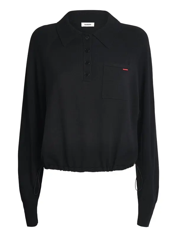 Sandro Wool-blend Polo Sweater - Black
