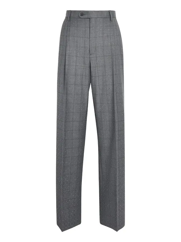 Sandro Wool Rhinestone Straight Trousers - Black
