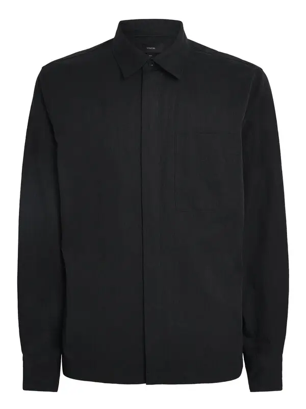 Vince Zip-up Textured Shacket - Black