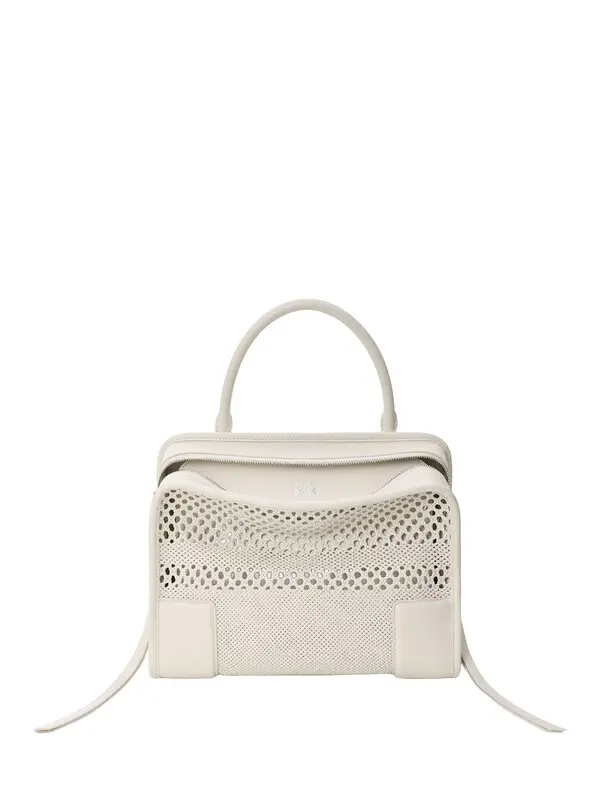 Loewe Medium Woven Leather Amazona 180 Top-handle Bag - White