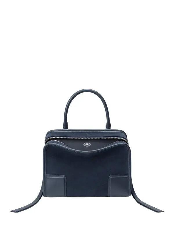 Loewe Small Suede Amazona 180 Top-handle Bag - Navy