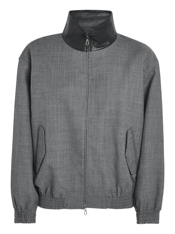 Sandro Wool Leather-trim Bomber Jacket - Black